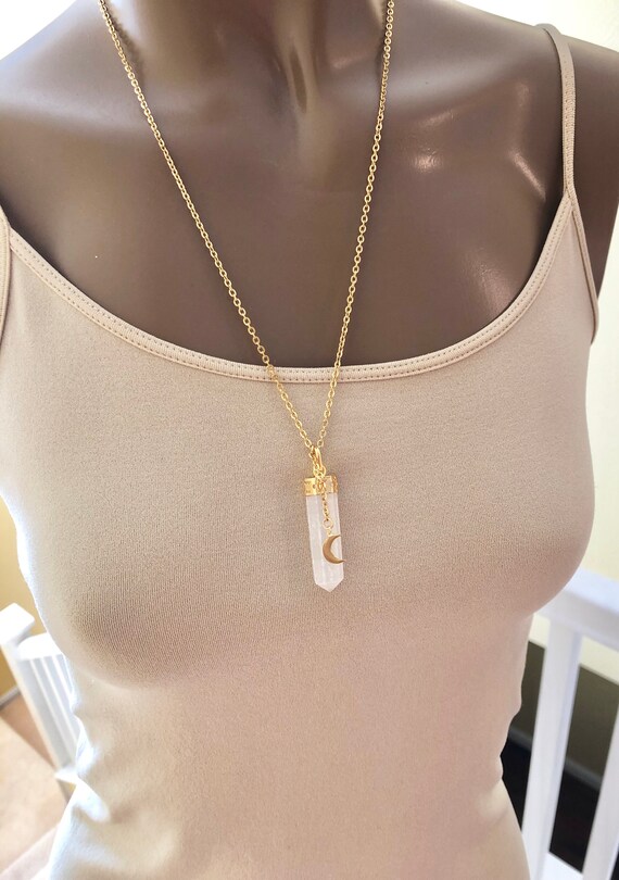 Selenite Necklace Selenite Crystal Necklace Healing | Etsy