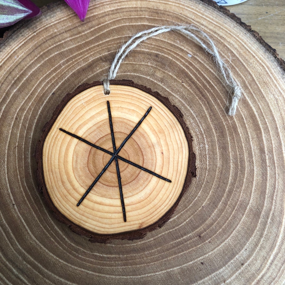 Viking strength Bind Rune Wooden Hanging Pyrography Norse Viking Nordic ...