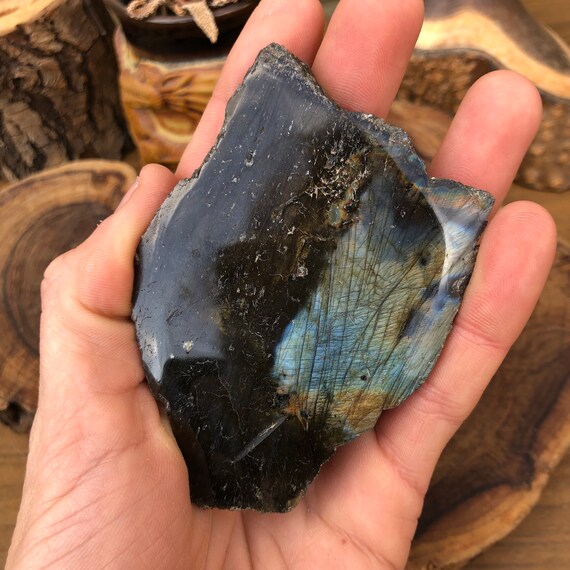 Home Décor Flashy Labradorite half polished half raw Rocks & Geodes ...