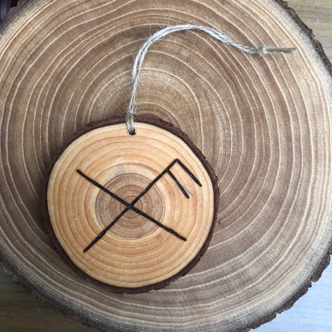 Viking good Luck Bind Rune Wooden Hanging Pyrography Norse Viking ...