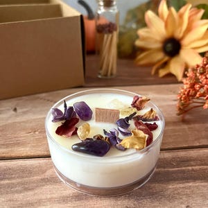 Soy Wood Wick Aromatherapy Jumbo Tea Light Candles Set of 4 - Botanical Cozy Fall Crystal Soy ...