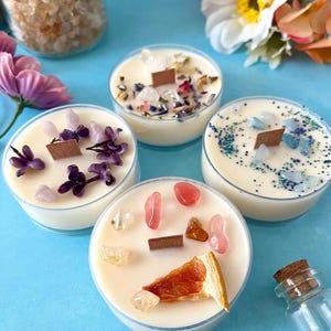 Soy Wood Wick Aromatherapy Jumbo Tea Light Candles Set of 4 - Botanical Summer Crystal Soy Wax ...