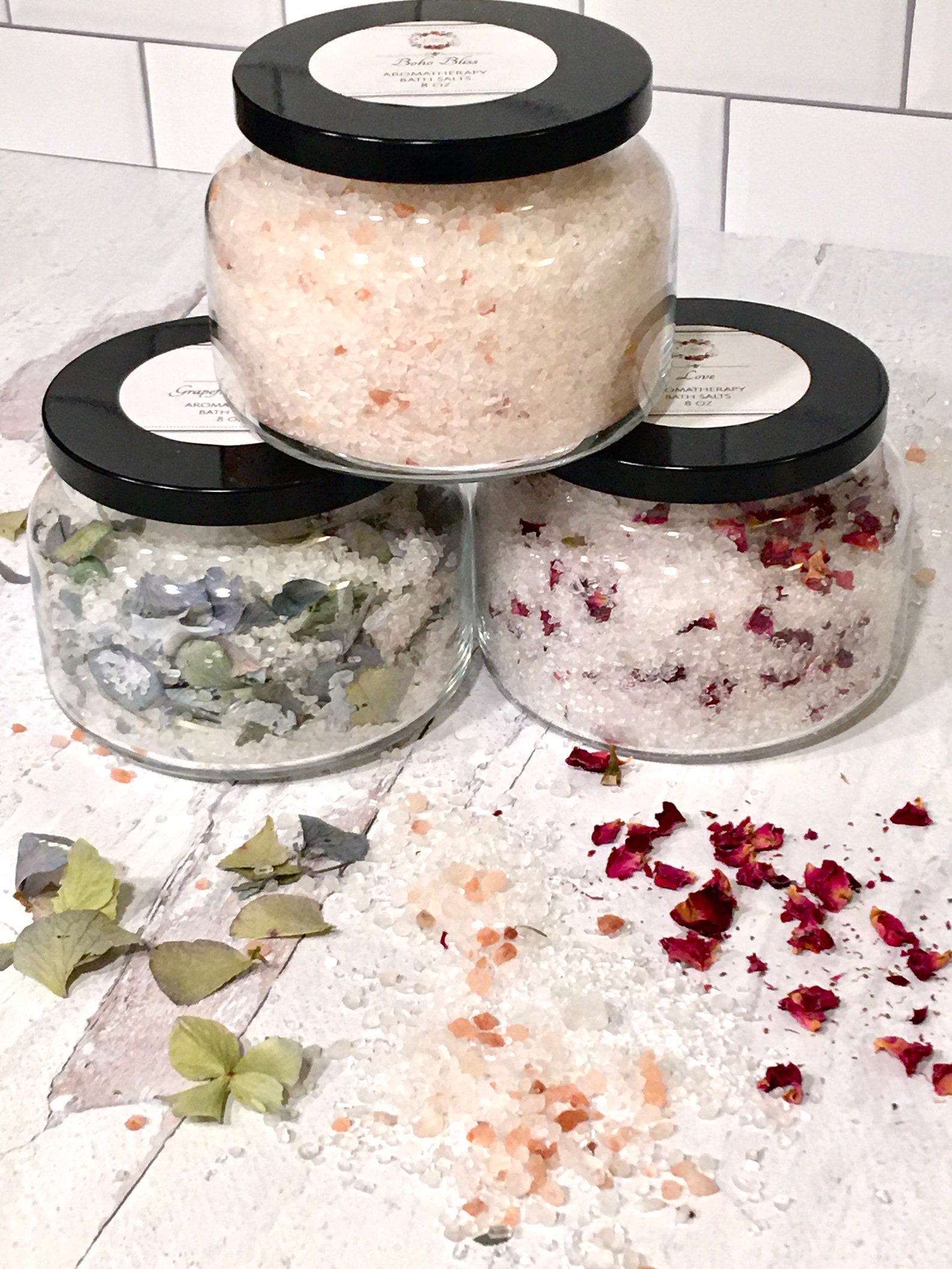 Botanical Bath Salt Soak Jar Floral Spa Bath Salts | Etsy