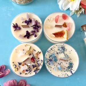 Soy Wood Wick Aromatherapy Jumbo Tea Light Candles Set of 4 - Botanical Summer Crystal Soy Wax ...