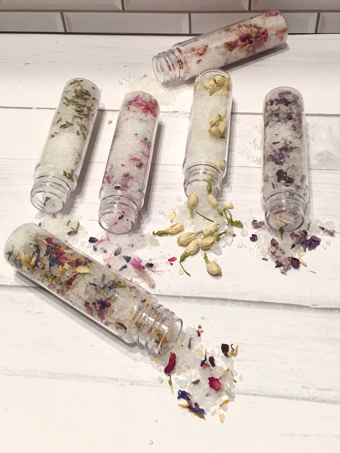 Bath Salt Soak Tubes Set of 6 Botanical Bath Salt Wedding - Etsy