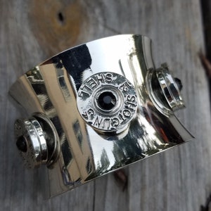 Cuff Bracelet With 3 Shotgun Shell Snaps and Crystals .. Shooting ...