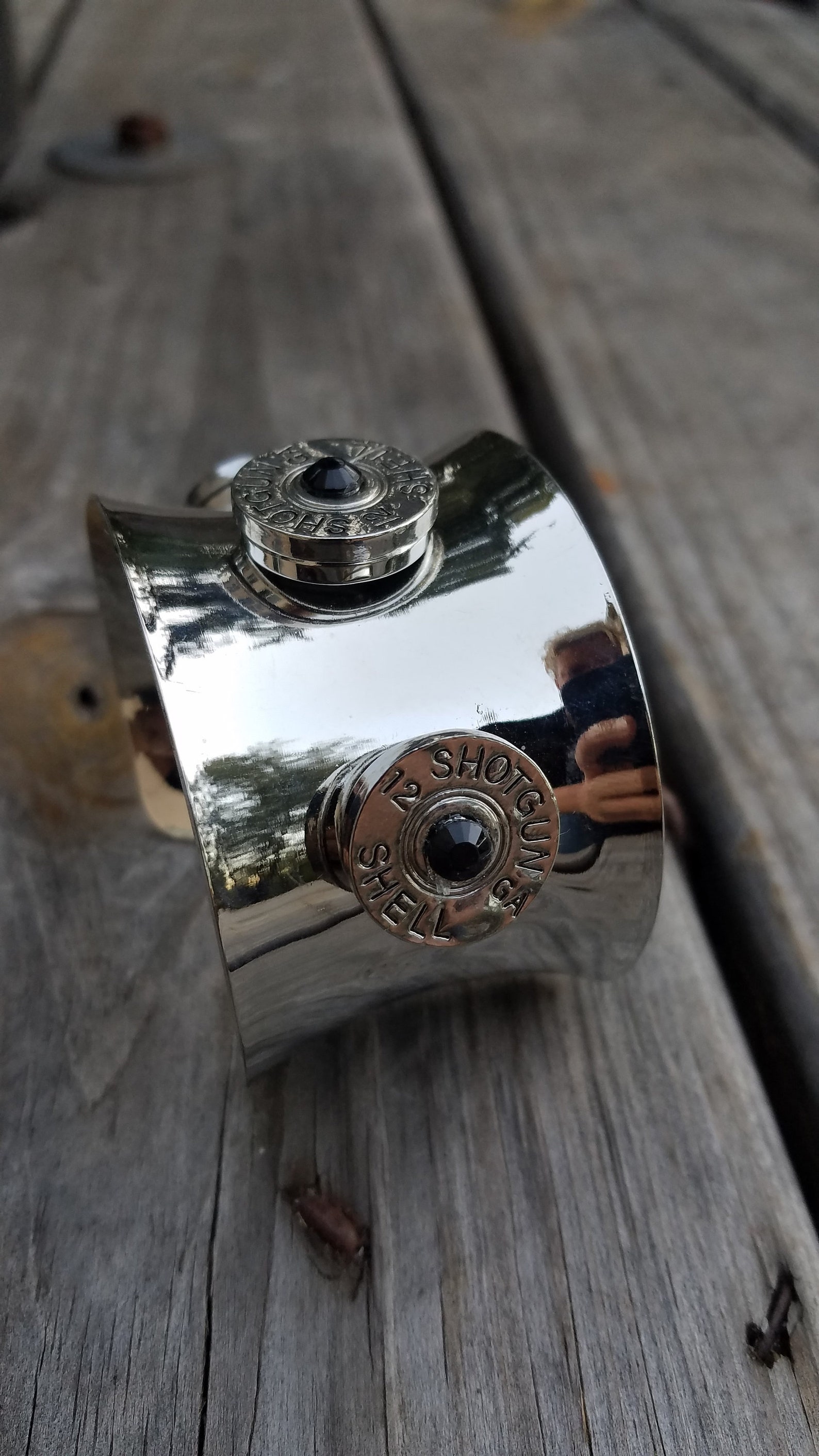 Cuff Bracelet With 3 Shotgun Shell Snaps and Crystals .. - Etsy