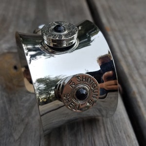Cuff Bracelet With 3 Shotgun Shell Snaps and Crystals .. Shooting ...