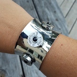 Cuff Bracelet With 3 Shotgun Shell Snaps and Crystals .. Shooting ...