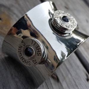 Cuff Bracelet With 3 Shotgun Shell Snaps and Crystals .. Shooting ...
