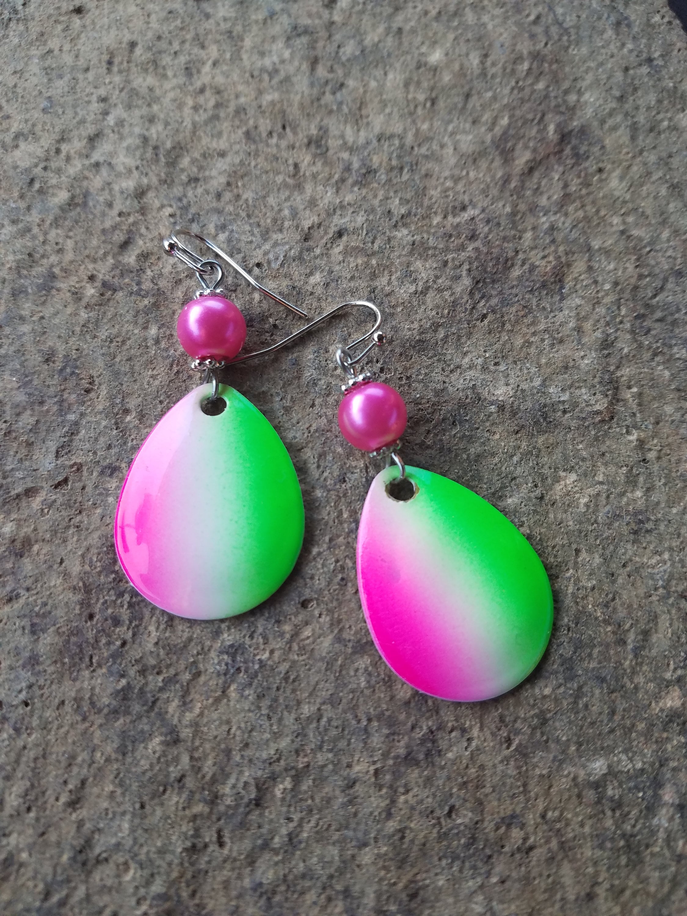 Spinner Blade Fishing Lure Earrings With Bead Accent...fishing Lure ...