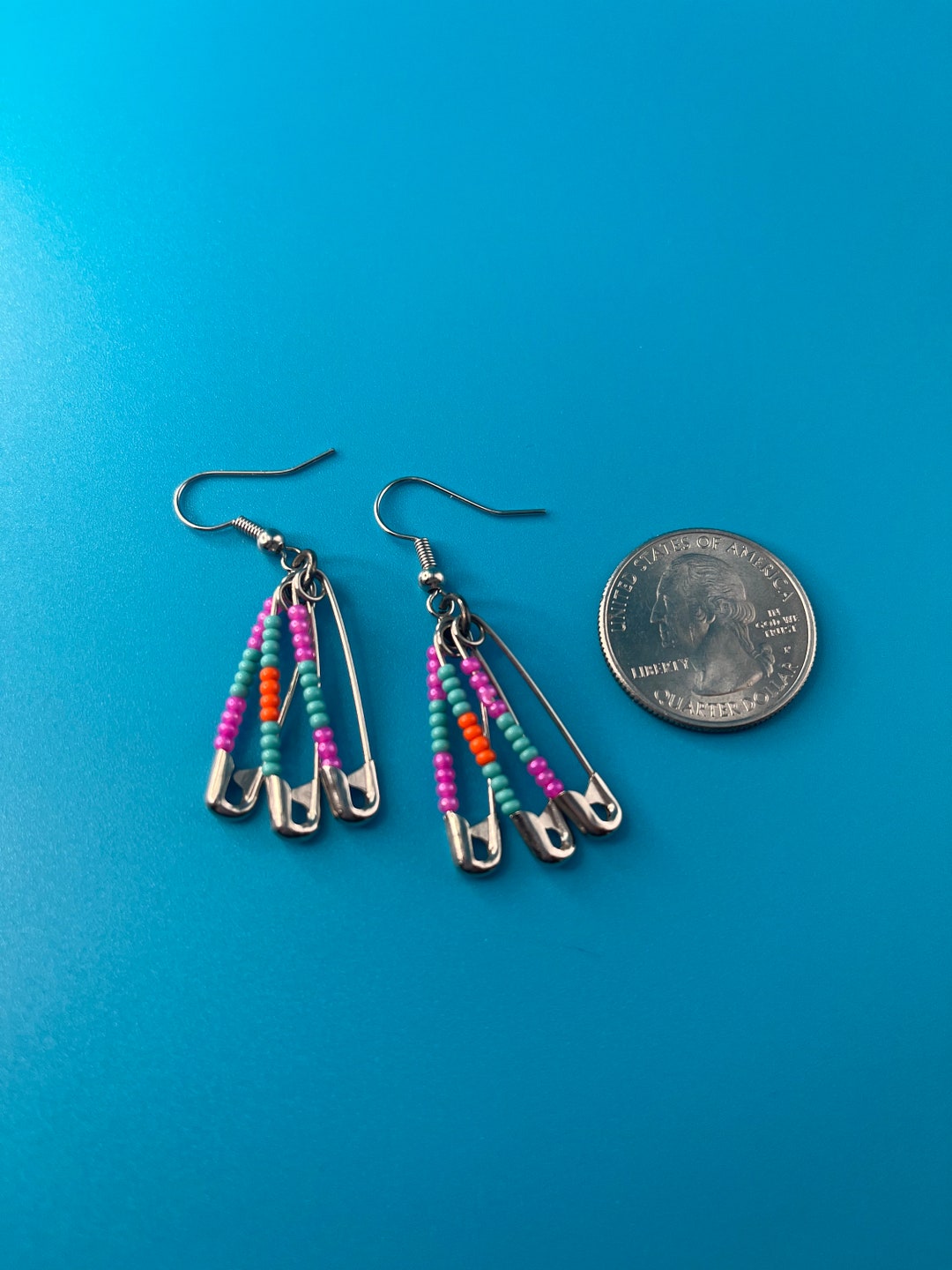 Seed Bead Safety Pin Earrings - Etsy