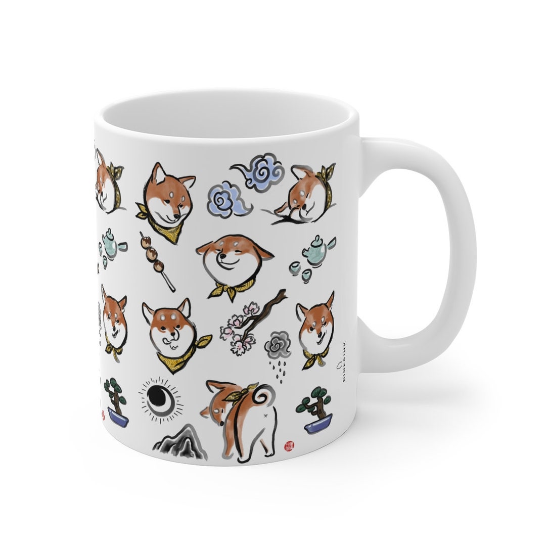 Shiba Inu Mug | Sumi-e Ink Gift Painting Japanese Cute Dog Animal ...
