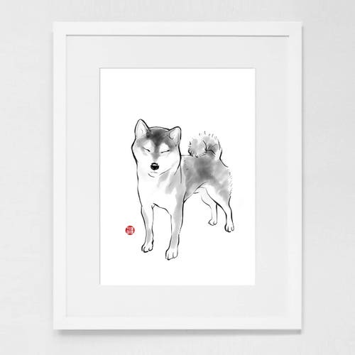 Custom Portrait B&W Sumi-e Ink Pet Photo Painting Dog Cat - Etsy