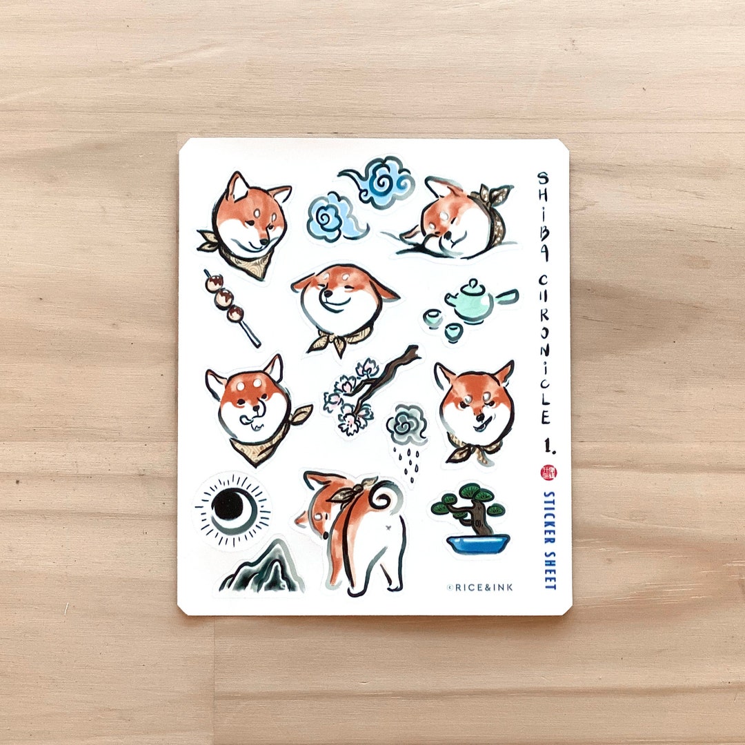 Shiba Inu Sticker Weatherproof Sheet Chronicle Planner,bullet Journal ...