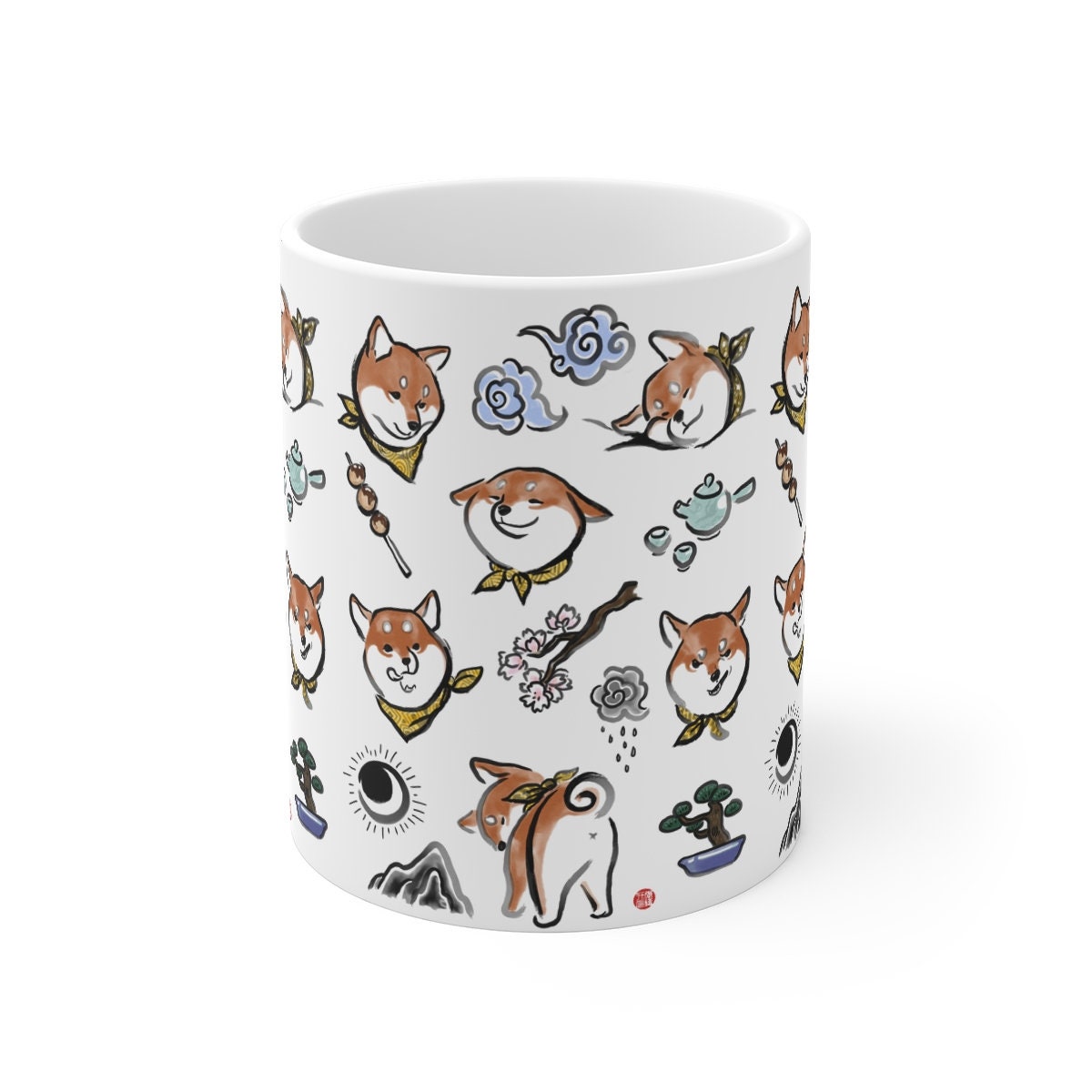 Shiba Inu Mug Sumi-e Ink Gift Painting Japanese Cute Dog - Etsy