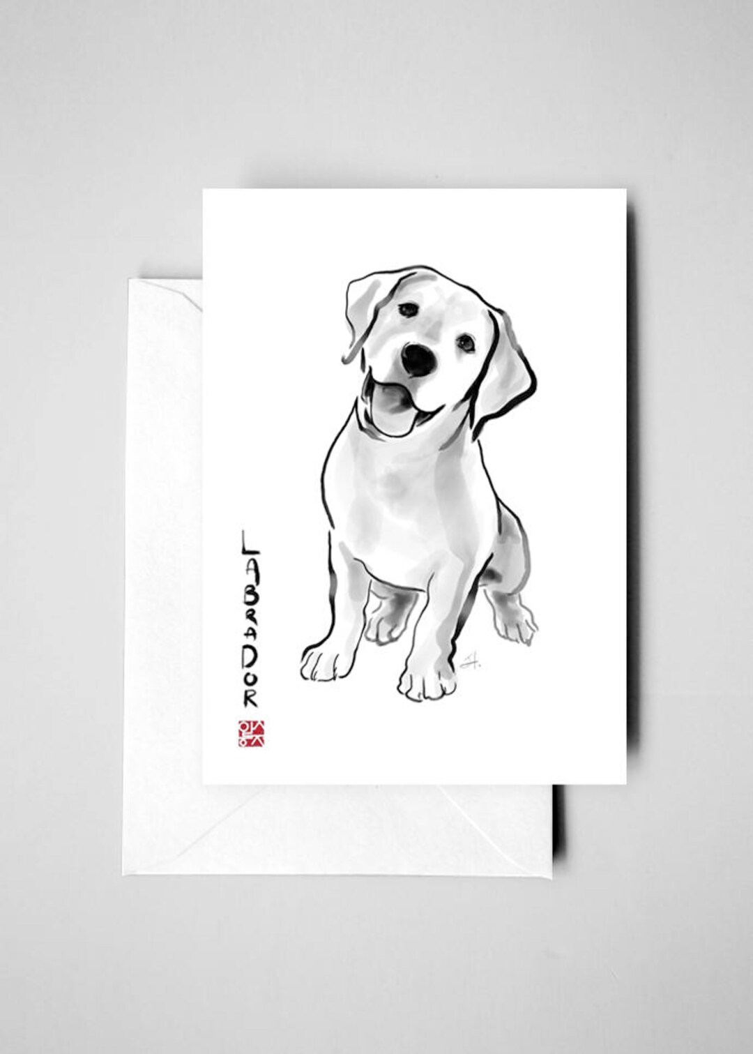 Labrador Retriever Card W/ Envelopeinternational Dog Sumi-e - Etsy