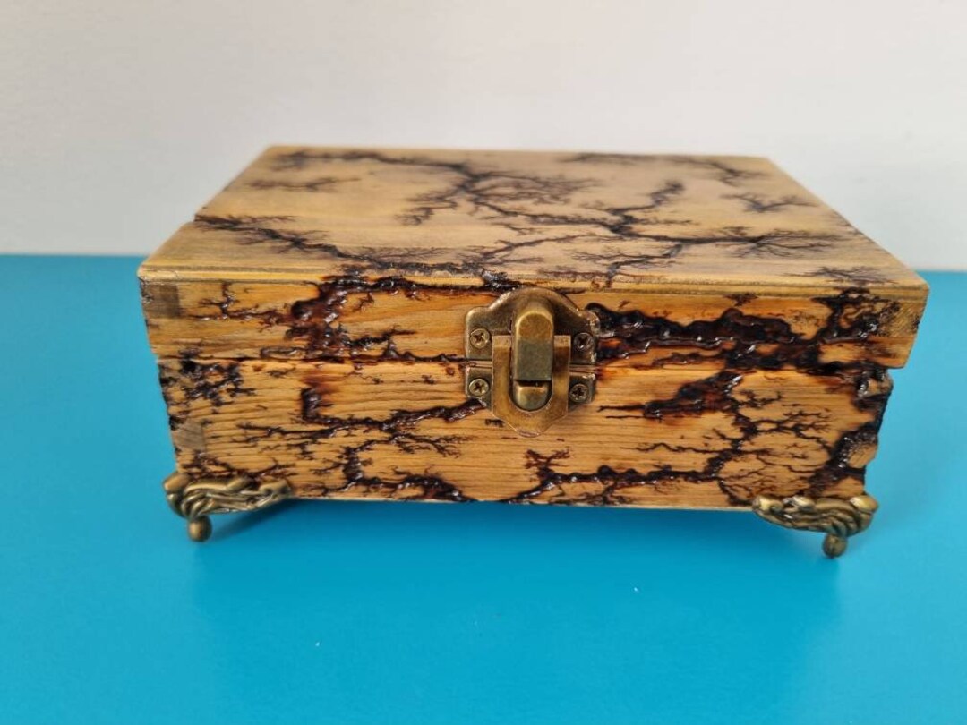 Wooden Music Box, Music Box, Decorative Box, Lichtenberg Rays, Wooden ...