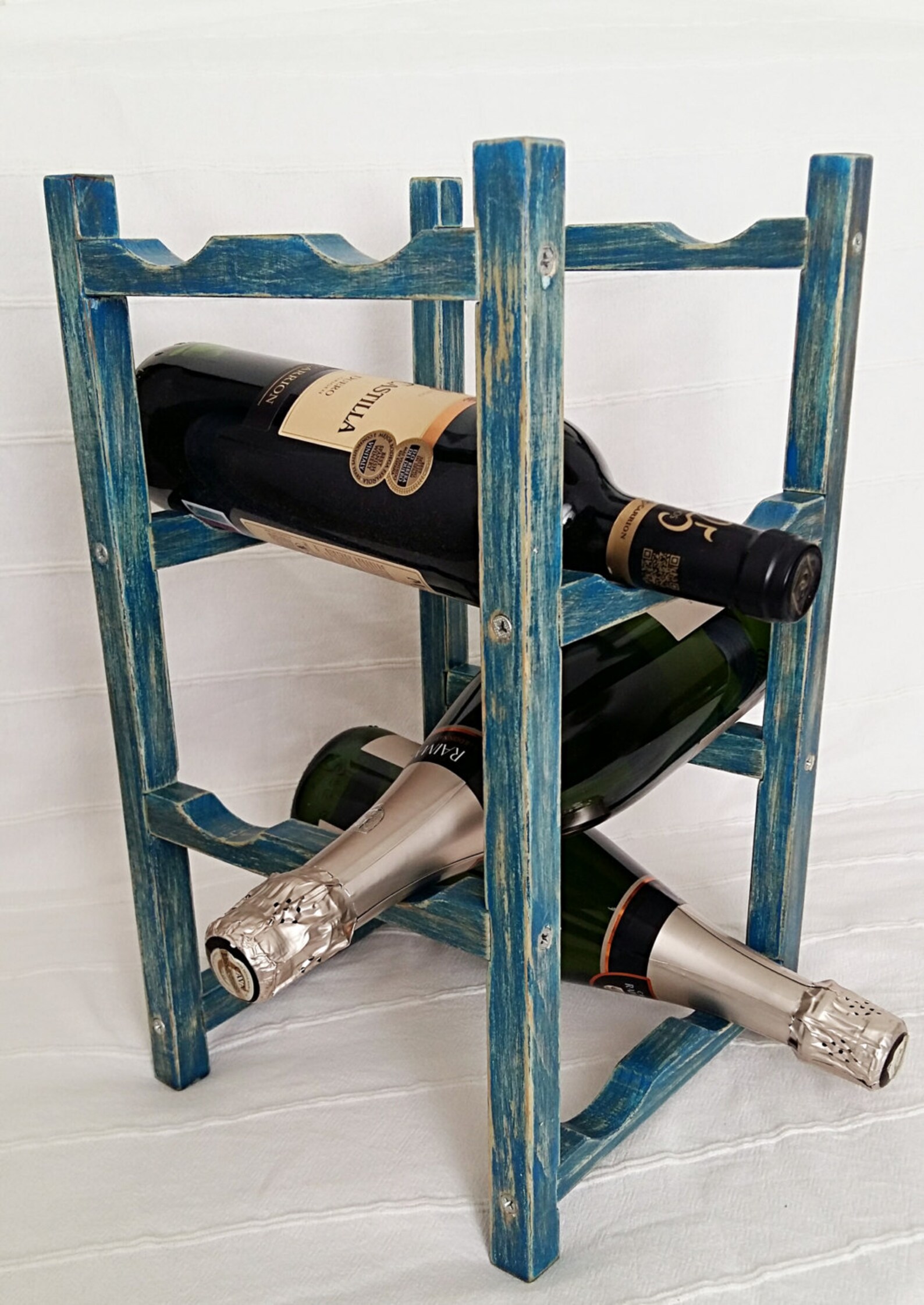 Wooden Wine Rack, Square Bottle, Bottle Holder for 8 Bottles, Removable ...