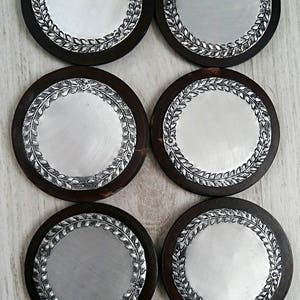 Coasters With Silver Trim, 6 Coasters Kit, Coasters With Box, Coasters ...