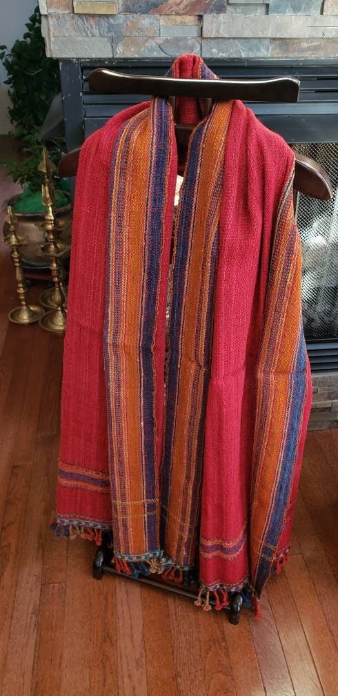 Handspun Desi Wool indian Wool Shawl, Throw or Table Cloth. Handwoven ...