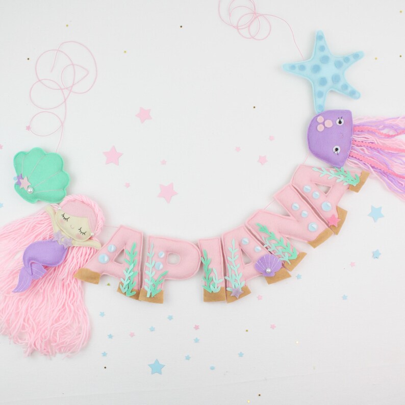 Mermaid Name Bunting-mermaid Garland-felt Name Nursery Decor Mermaid ...