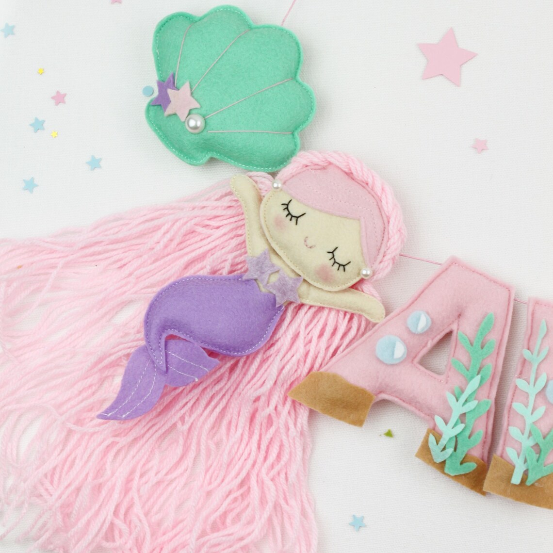 Mermaid Name Bunting-mermaid Garland-felt Name Nursery Decor Mermaid ...