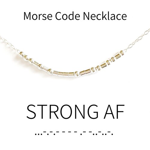 Strong AF Necklace Morse Code Jewelry Inspirational Message - Etsy