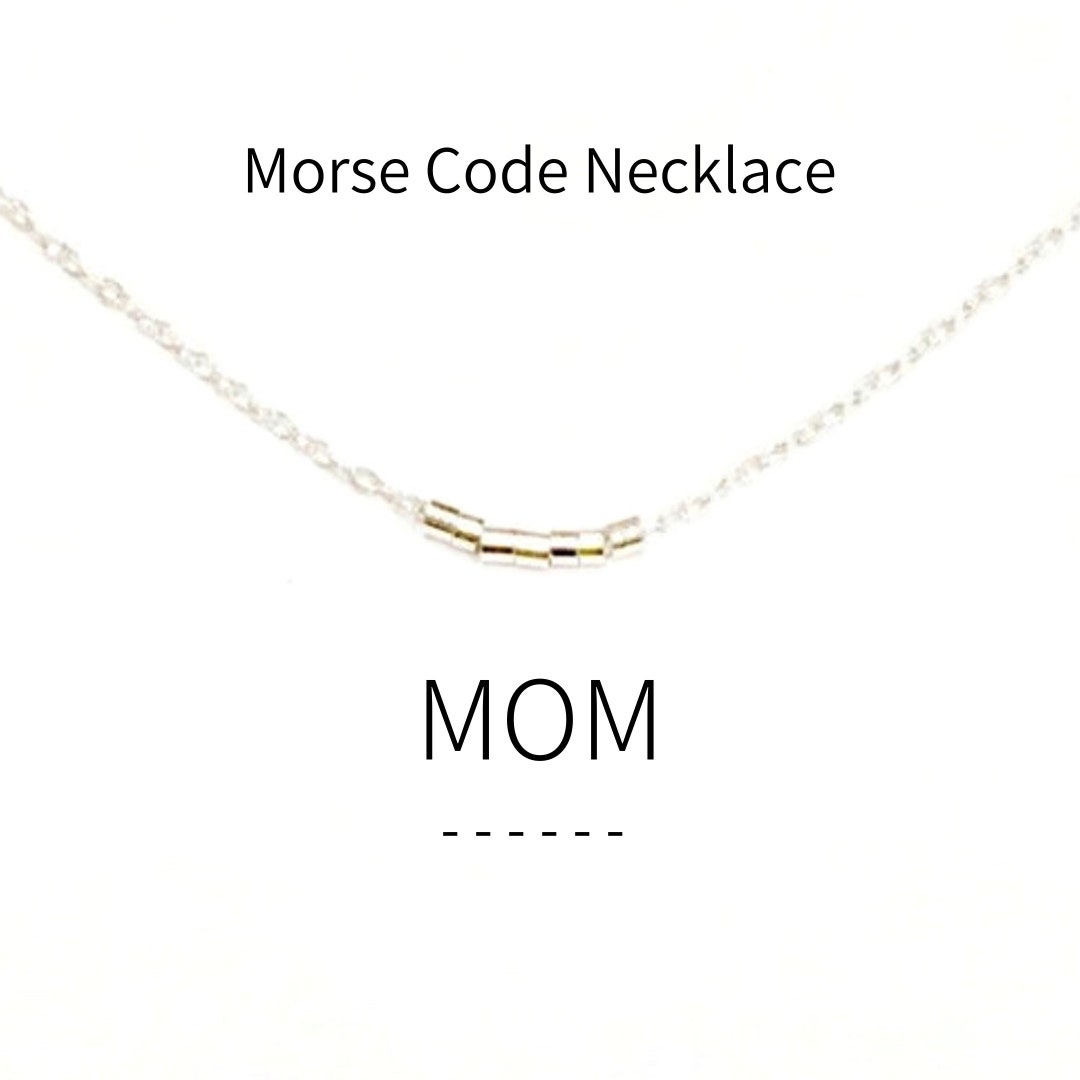 Mom Morse Code Necklace: Sterling Silver Hidden Message Gift - Etsy