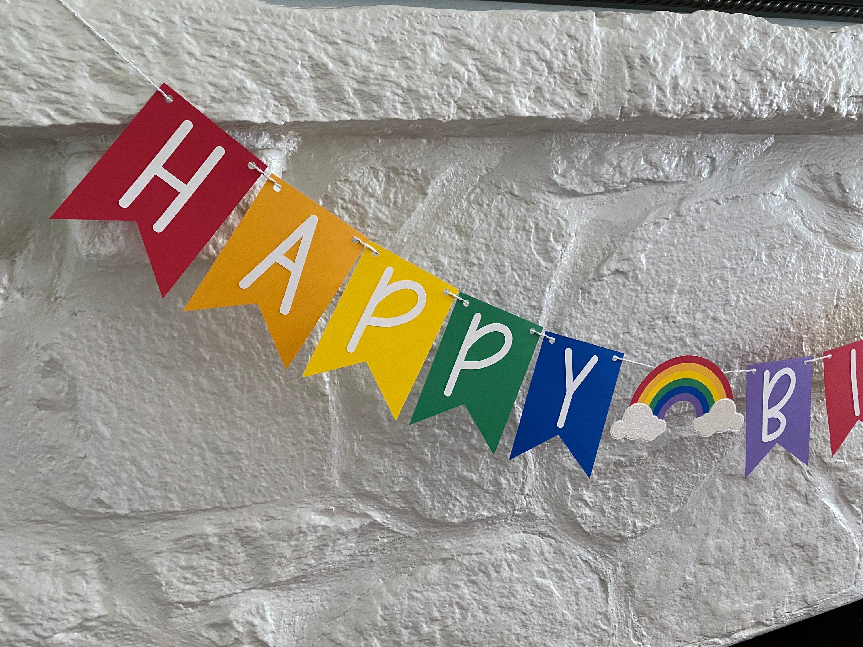 Rainbow Happy Birthday Banner Rainbow Birthday Decor Rainbow - Etsy