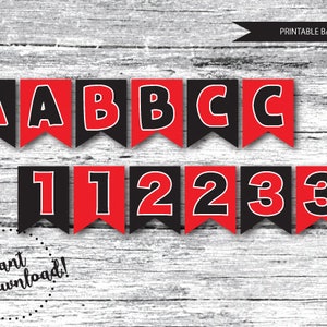 PRINTABLE Black and Red Printable Banner, Printable PDF Banner ...