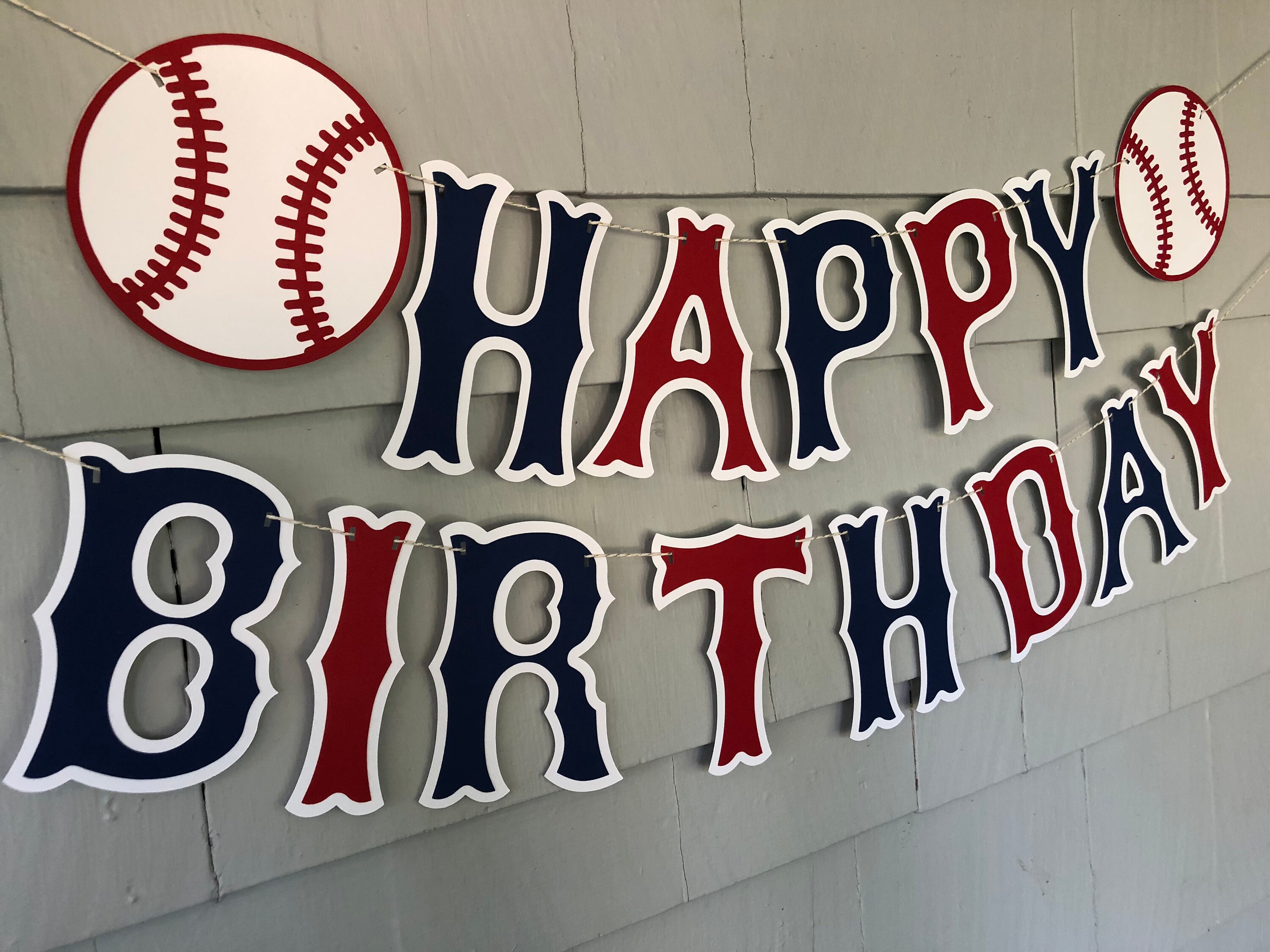 CUSTOM COLORS Happy Birthday Baseball Banner Baseball | Etsy