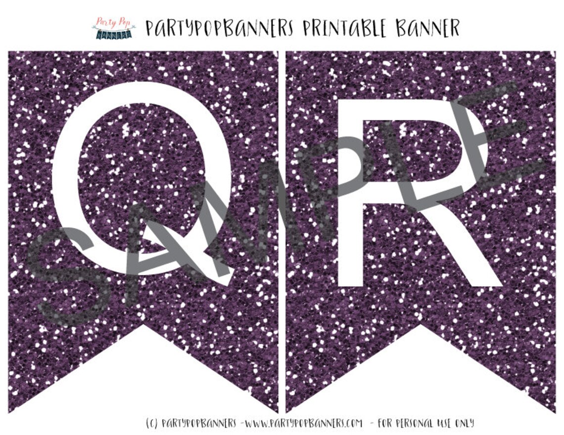 PRINTABLE Purple Glitter Banner DIY Purple Banner Instant - Etsy