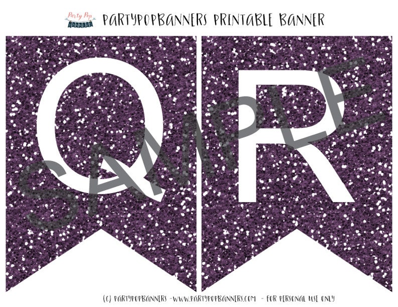 PRINTABLE Purple Glitter Banner DIY Purple Banner Instant - Etsy