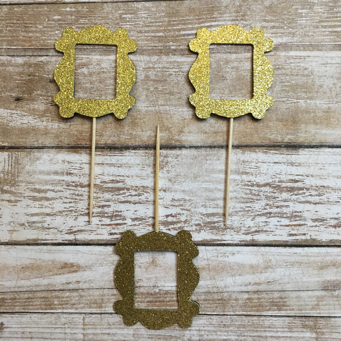 FRIENDS Gold Glitter Photo Frame Set of Cupcake Toppers Happy - Etsy