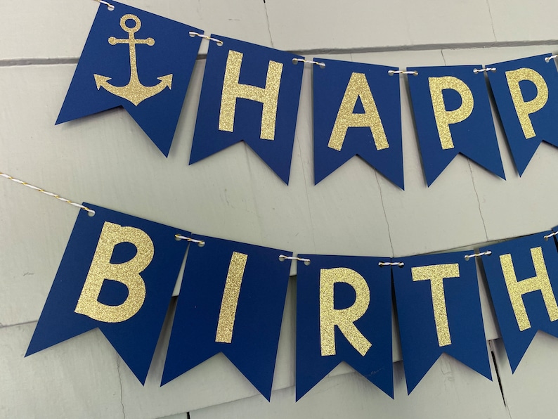 Nautical Birthday Banner, Nautical Birthday Bunting, Anchor Birthday ...