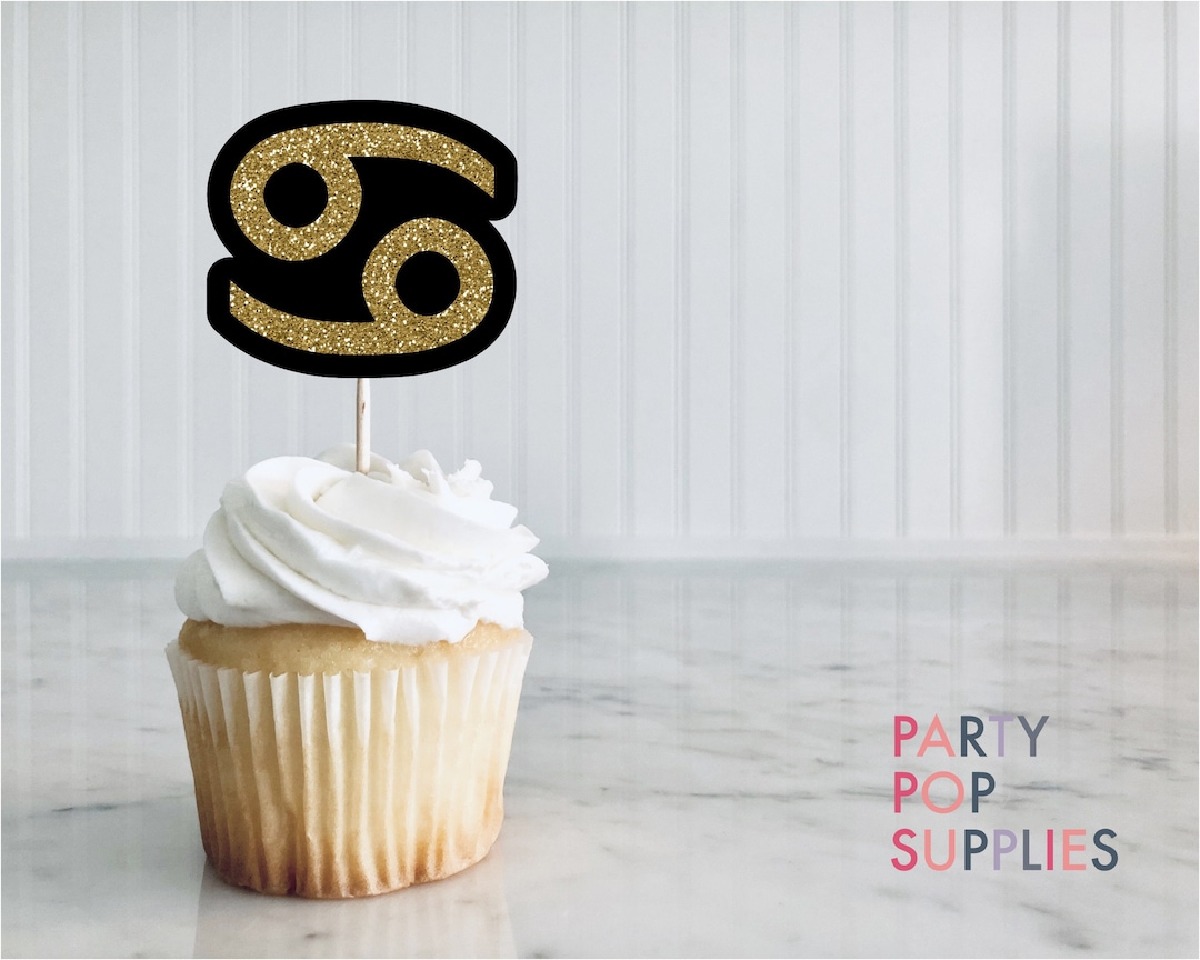 Cancer Cupcake Toppers, Zodiac Sign Cupcake Topper, Astrology Birthday ...