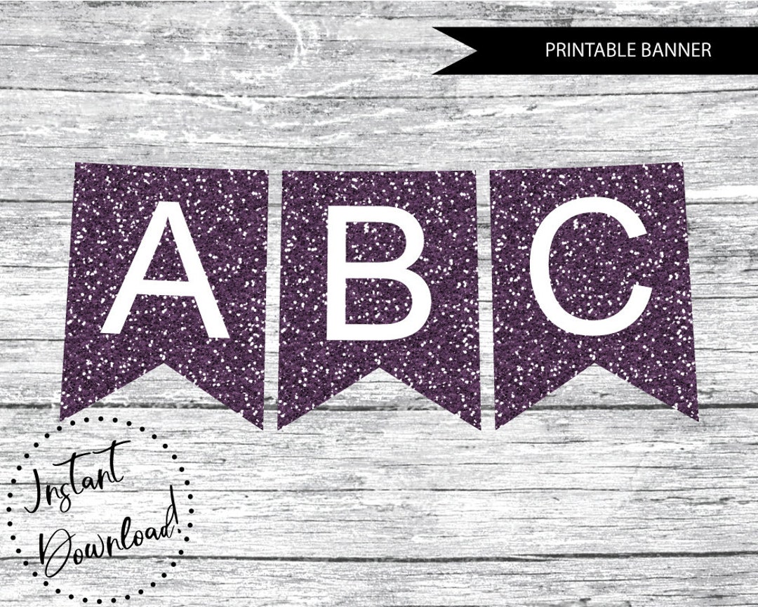 PRINTABLE Purple Glitter Banner, DIY Purple Banner, Instant Download ...