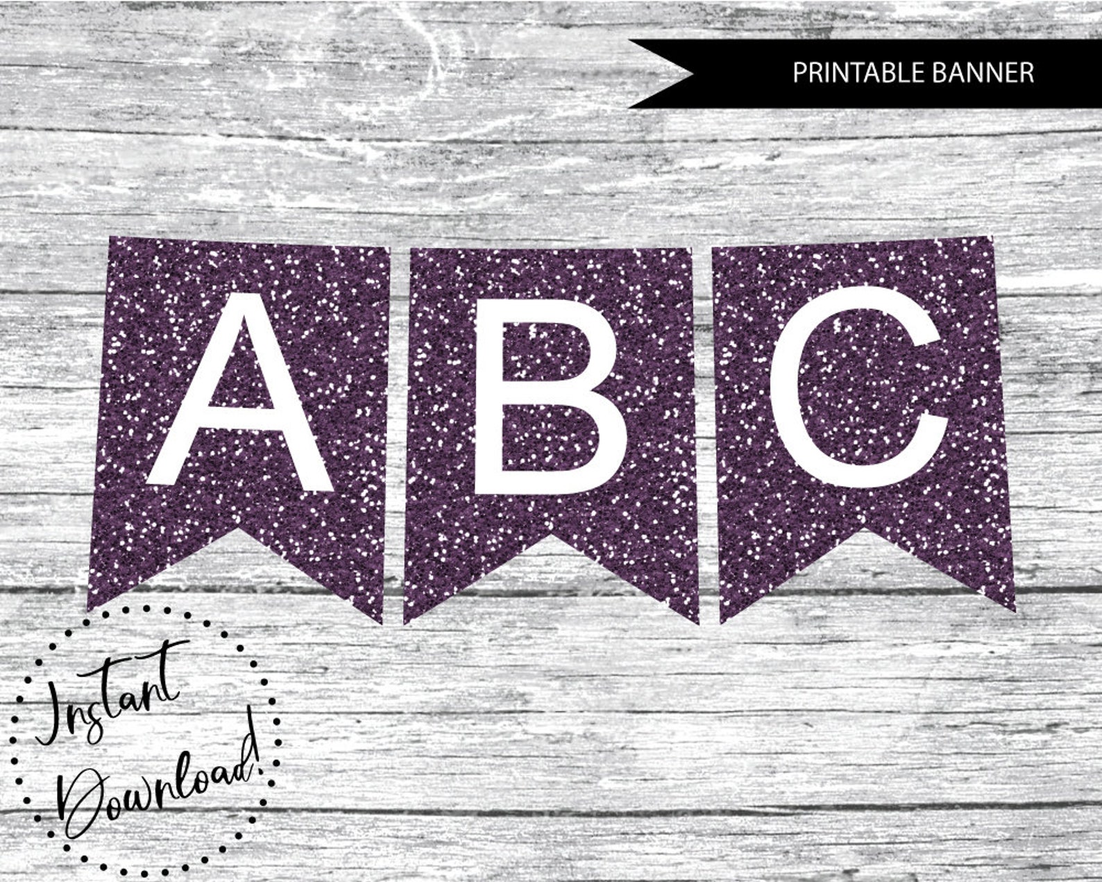 PRINTABLE Purple Glitter Banner DIY Purple Banner Instant - Etsy
