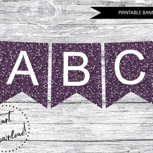 PRINTABLE Purple Glitter Banner, DIY Purple Banner, Instant Download ...