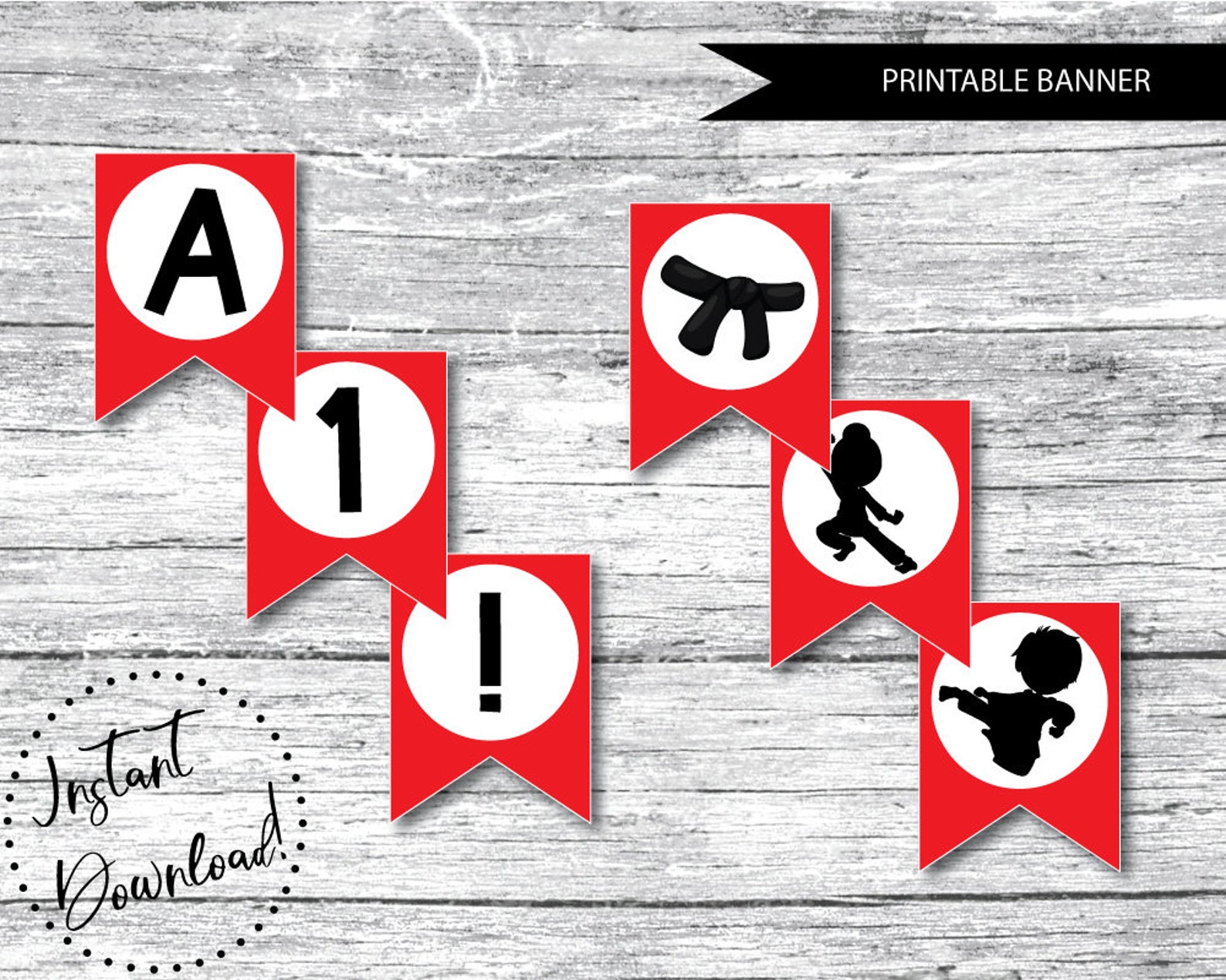 PRINTABLE Karate Birthday Banner, Karate Bunting, Martial Arts Birthday ...