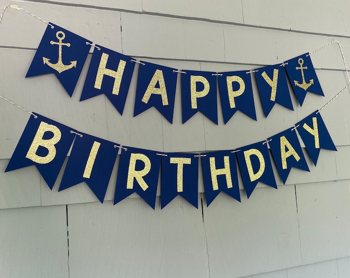 Nautical Birthday Banner, Nautical Birthday Bunting, Anchor Birthday ...