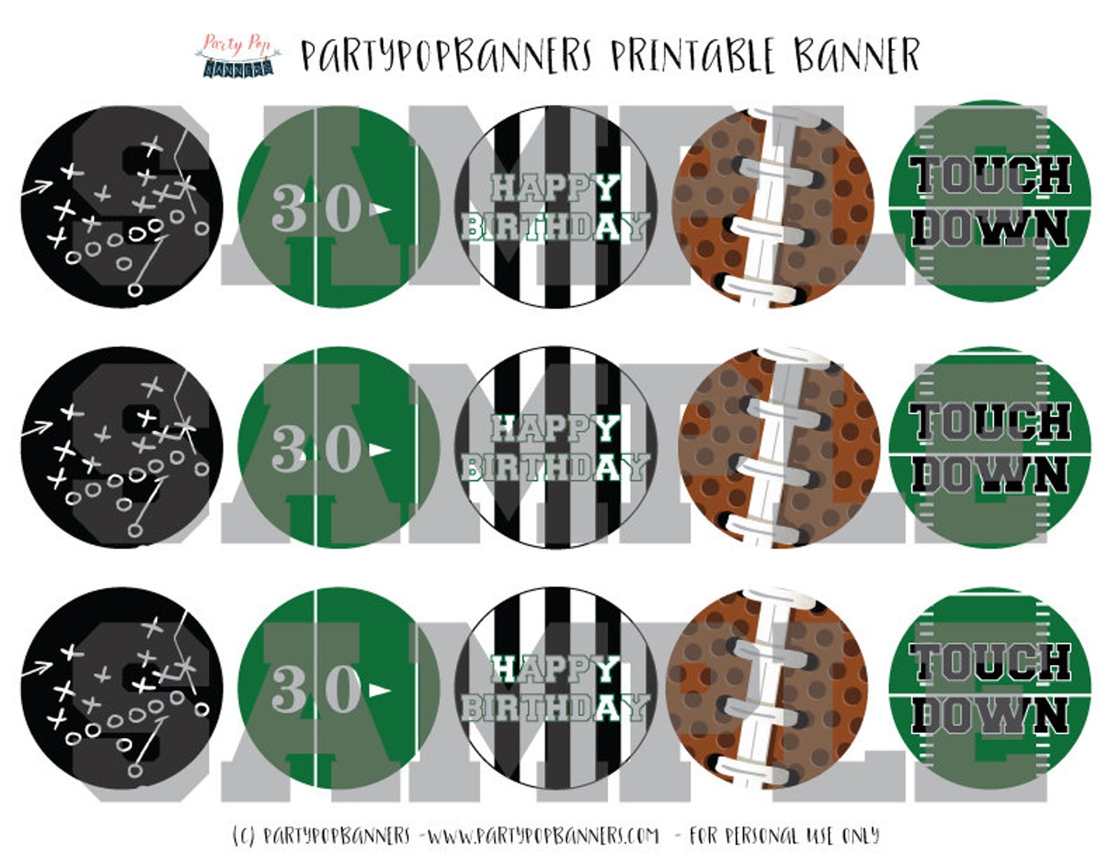 PRINTABLE Football Cupcake Toppers, Instant Download Cupcake Toppers ...