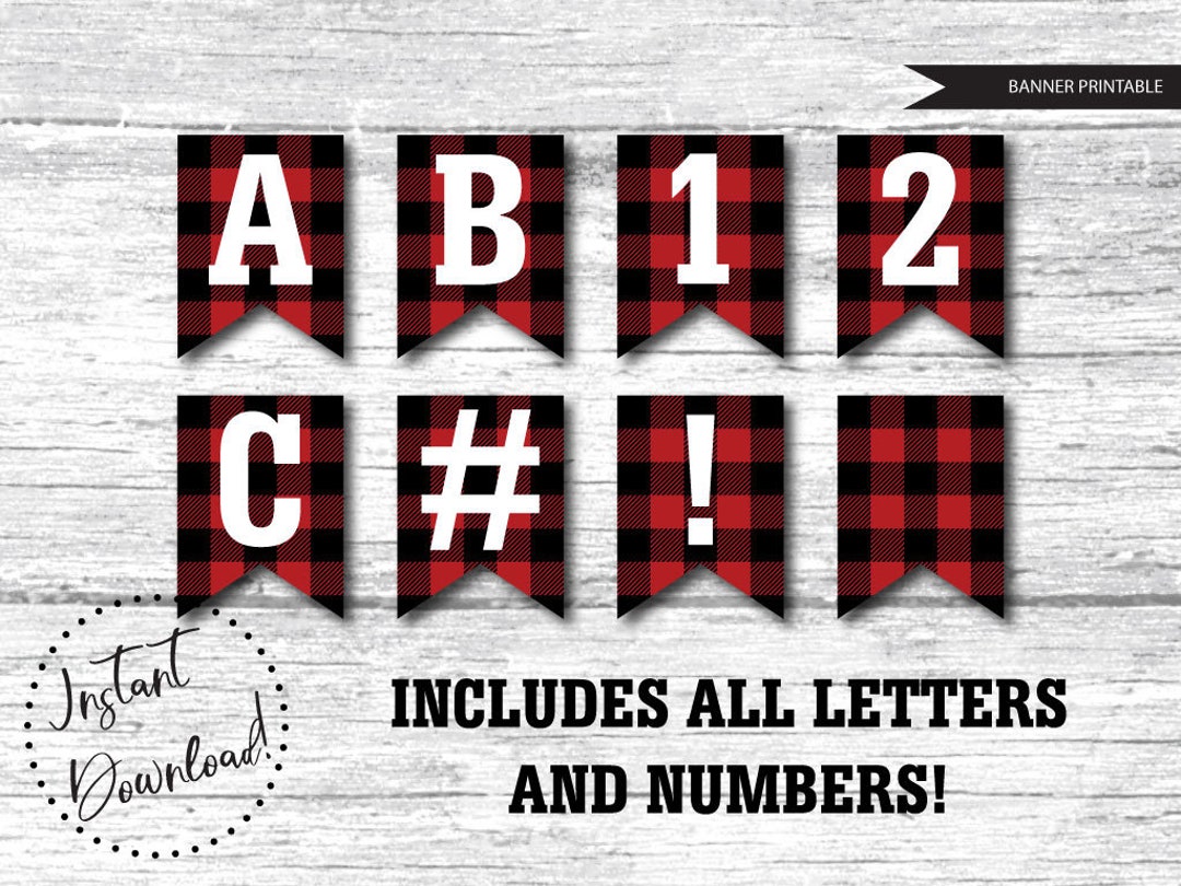 PRINTABLE Buffalo Check Plaid Banner, Buffalo Plaid Letter Download ...