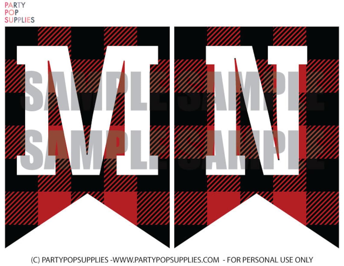 PRINTABLE Buffalo Check Plaid Banner, Buffalo Plaid Letter Download ...
