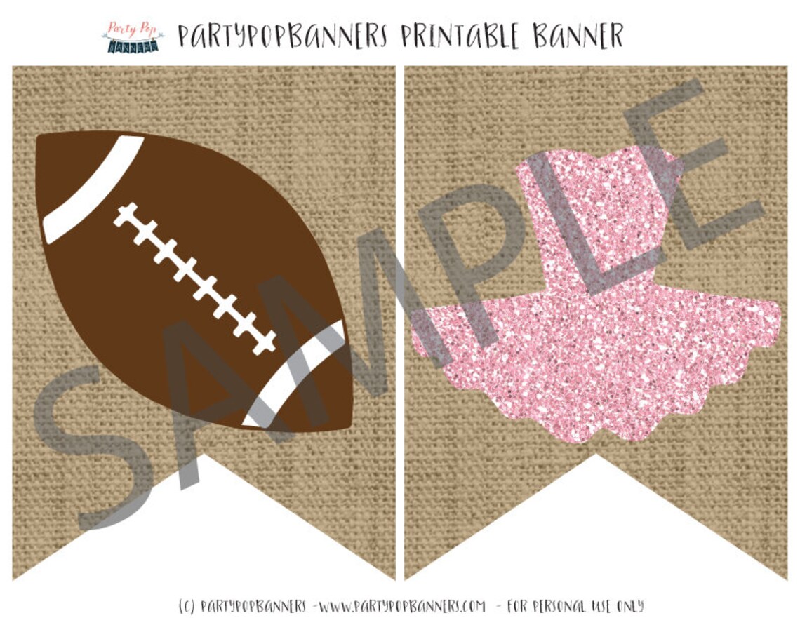 PRINTABLE Touchdowns or Tutus Gender Reveal Banner,gender Reveal ...