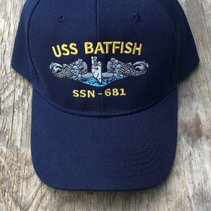 USS Batfish SSN 681 Ball Cap Submarine Enlisted Silver Dolphins Sub Vet ...
