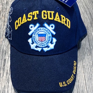 US Coast Guard Ball Cap USCG Veteran Side Shadow Embroidery Blue Vet ...