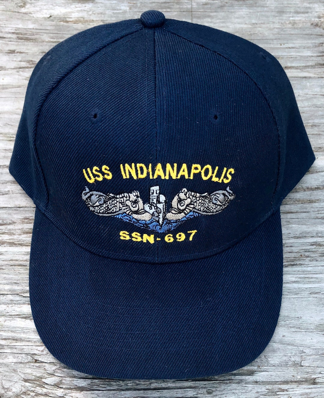 USS Indianapolis SSN-697 Ball Cap Embroidered Submarine Silver Dolphins ...