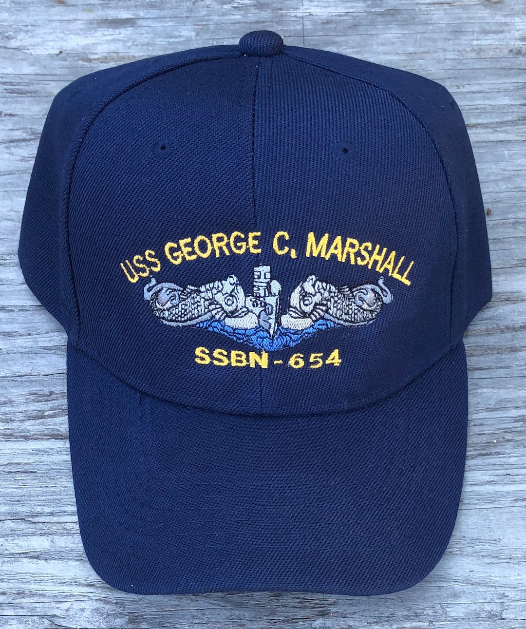 USS George C. Marshall SSBN-654 Ball Cap Embroidered Enlisted Silver ...
